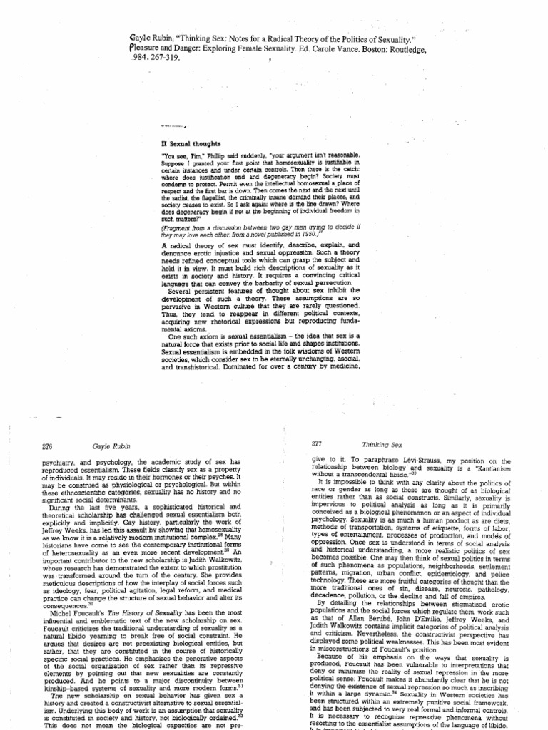 Gayle Rubin - Thinking Sex | PDF