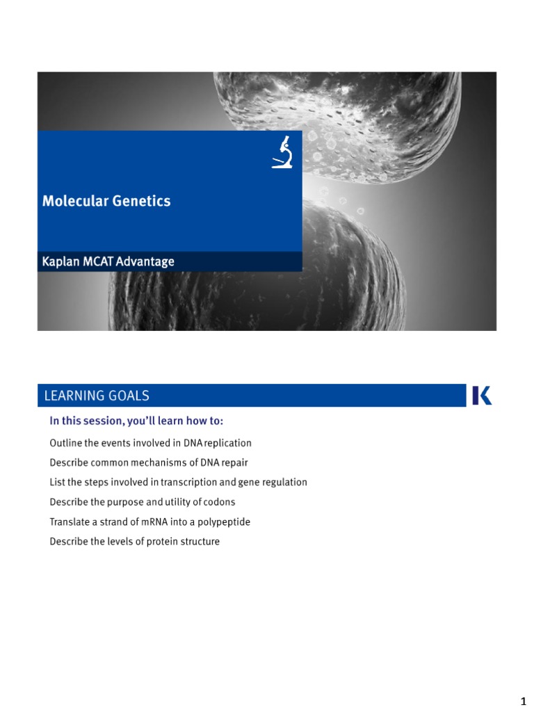 MCAT Molecular Genetics Guide | PDF | Genetic Code | Directionality ...