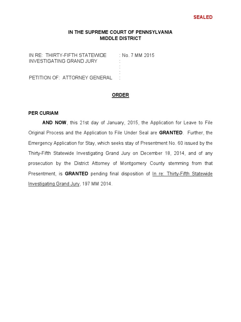 Order Granting Application For Stay | PDF