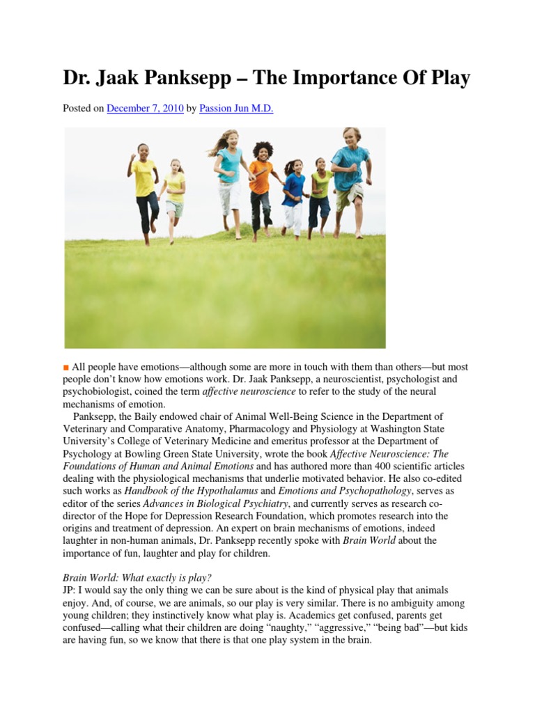 Dr. Jaak Panksepp - The Importance of Play | PDF | Emotions | Mind