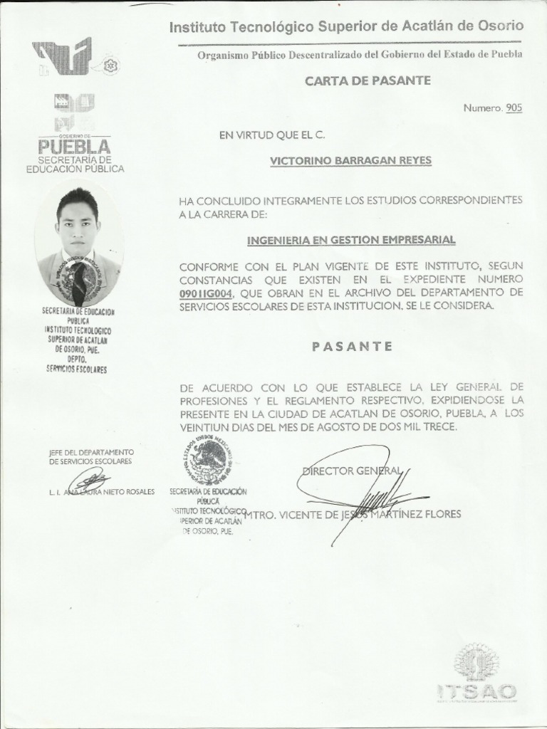 Carta de Pasante | PDF