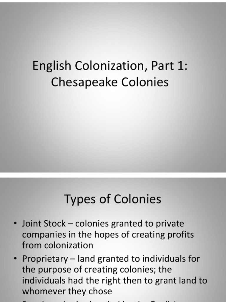 English Colonization Chesapeake | PDF | Colonial United States (British ...