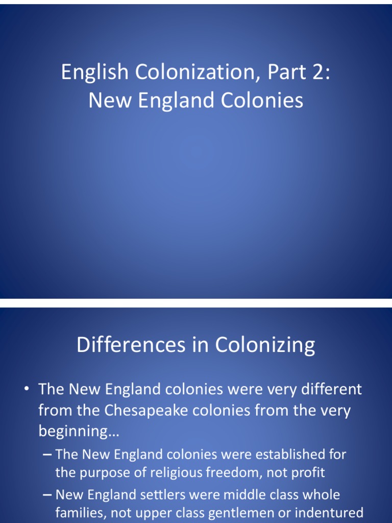 English Colonization New England | PDF | Plymouth Colony | Pilgrim Fathers