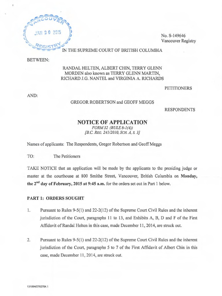 Petition Robertson-Meggs Response 20-Jan-2015, 2765017-Filed Notice of ...