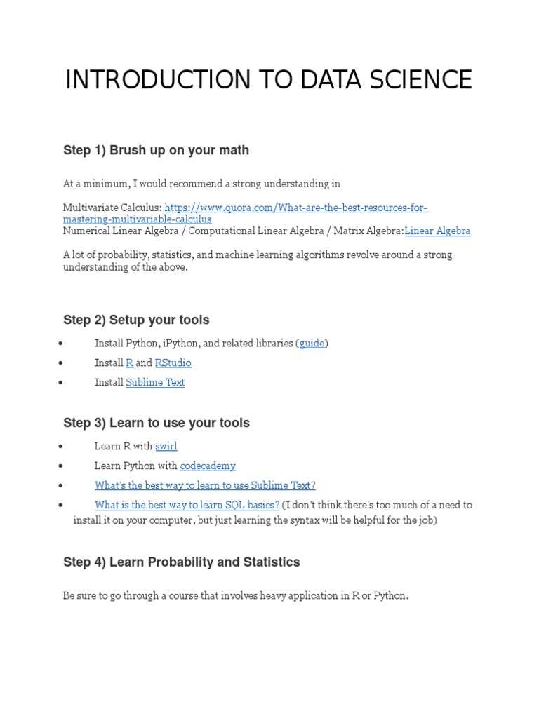 Introduction To Data Science | PDF | Data Science | Statistics