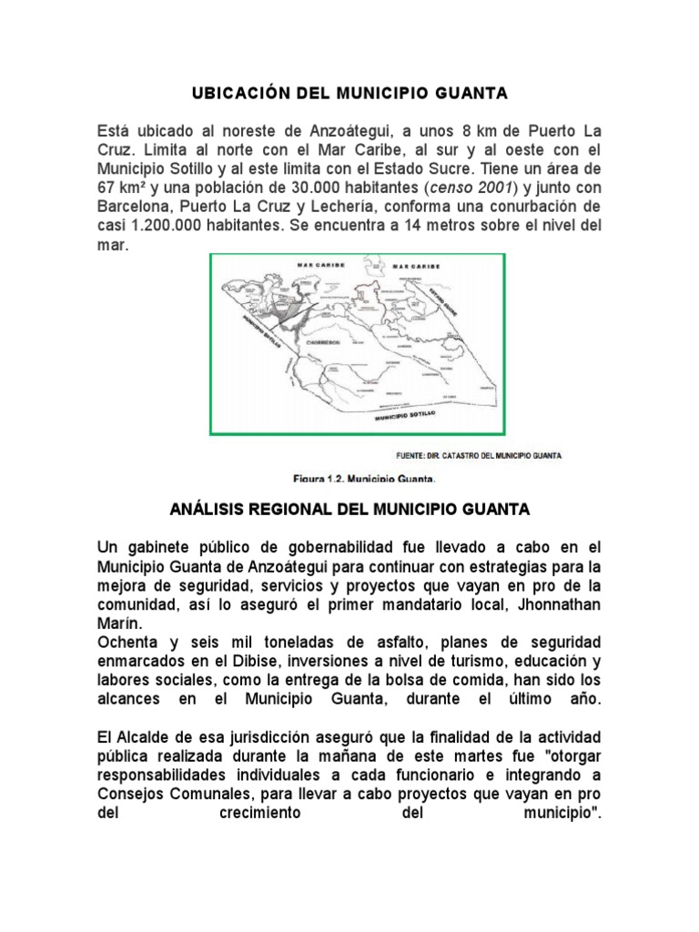 Ubicación Del Municipio Guanta. | PDF | Economias | Naturaleza