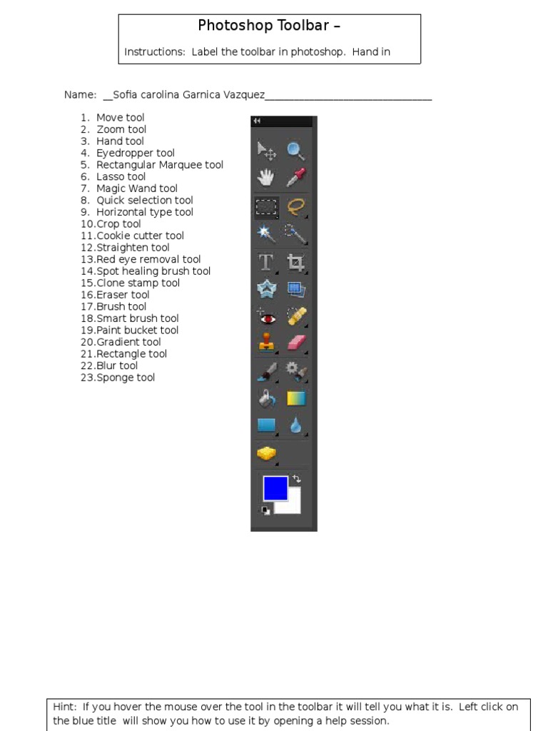 Photoshop Toolbar Tool Labels Guide | PDF | Career & Growth | Self ...