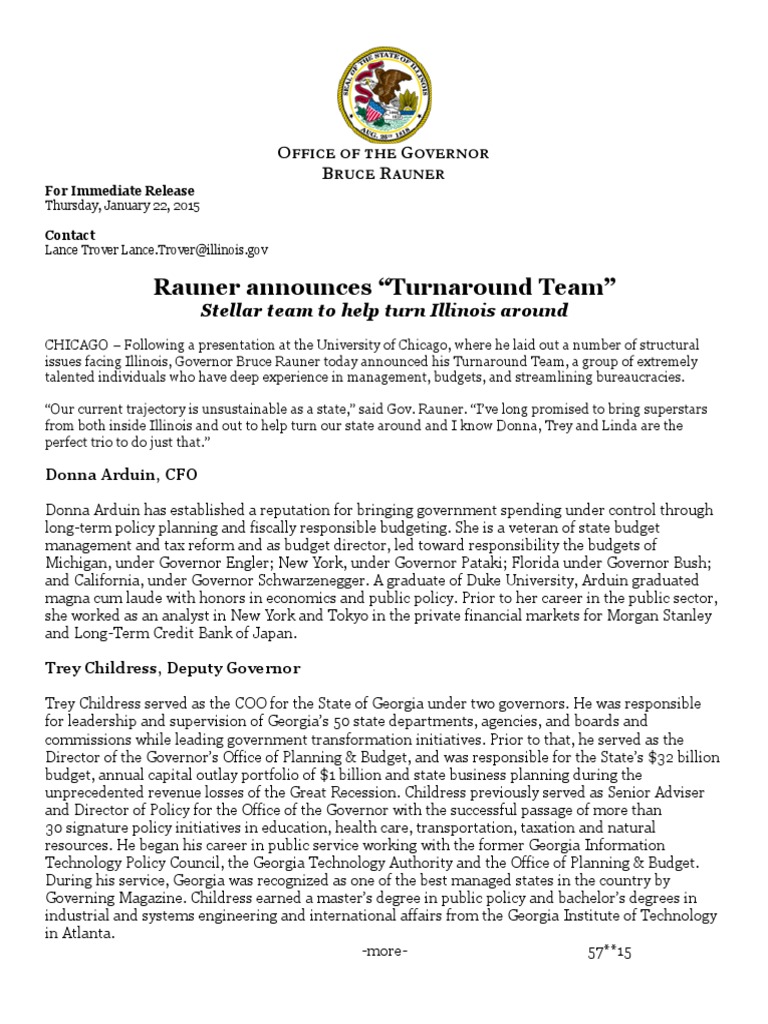 GOV Turnaround Team Release | PDF | Economies | Government