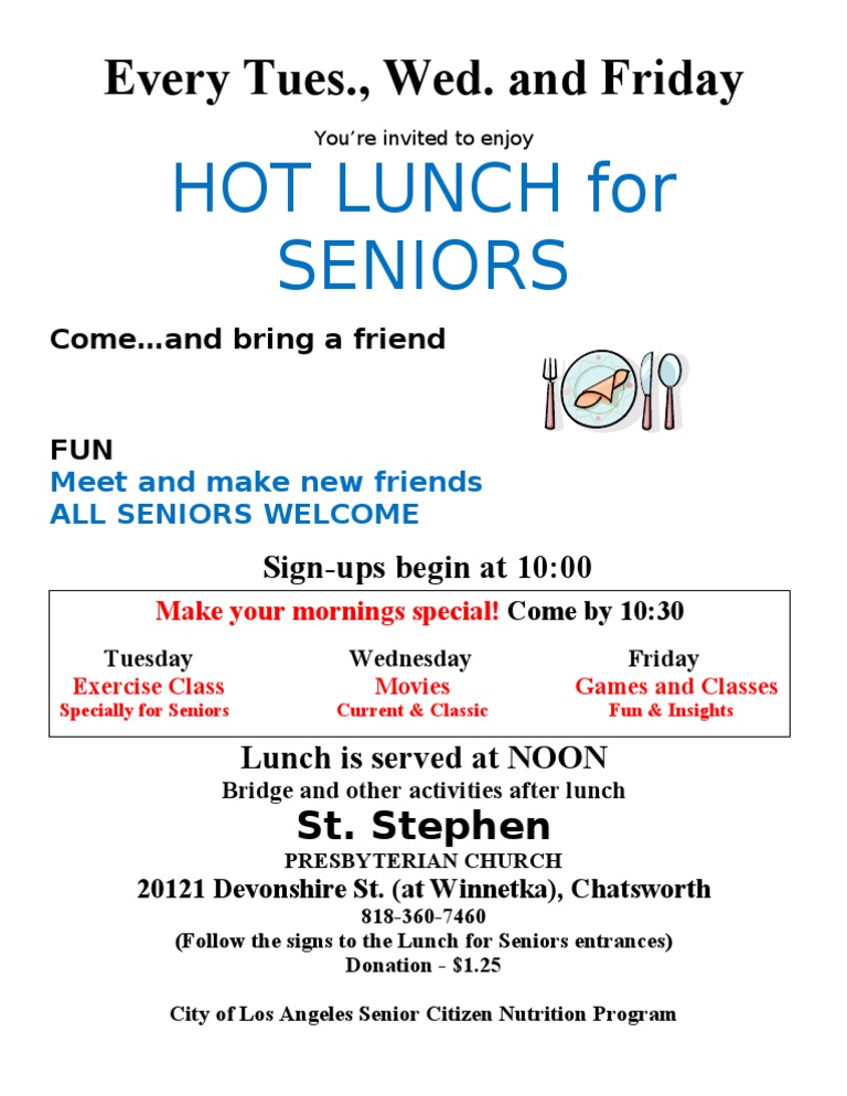 Lunch For Seniors Flyer | PDF