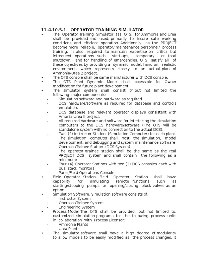 Operator Training Simulator for Ammonia and Urea Plants | PDF ...