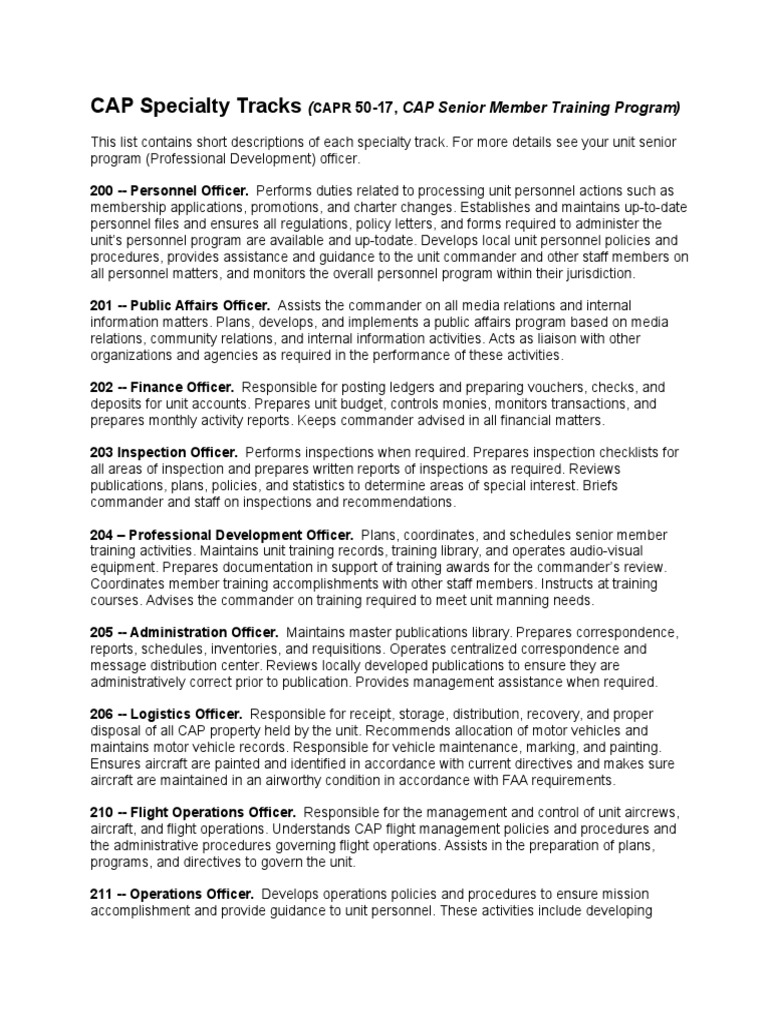 Cap Specialty Tracks | Download Free PDF | Chaplain | Leadership