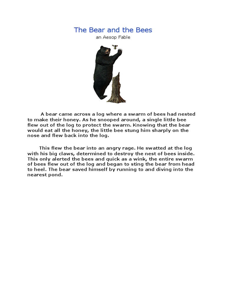 The Bear and the Bees Fable Summary | PDF