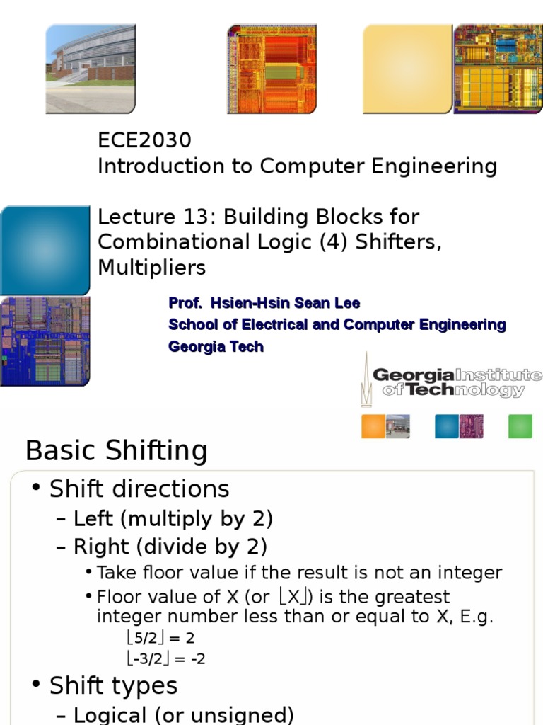 ECE2030 Introduction To Computer Engineering Lecture 13: Building Blocks For Combinational Logic ...