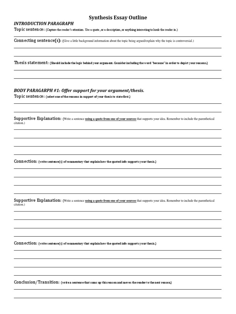 Synthesis Essay Outline Guide | PDF | Argument | Citation