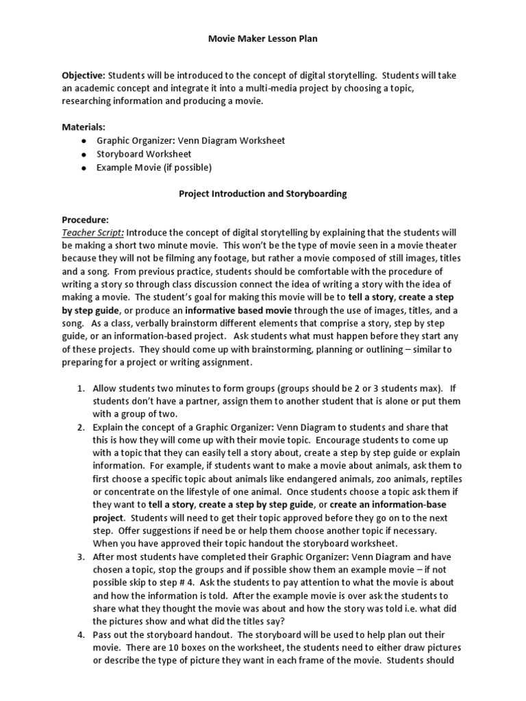 Example Digital Storytelling Lesson Plan | PDF | Computer File | Lesson ...