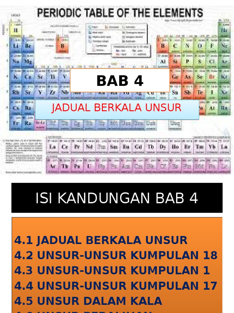 BAB 4 - Jadual Berkala Unsur | PDF
