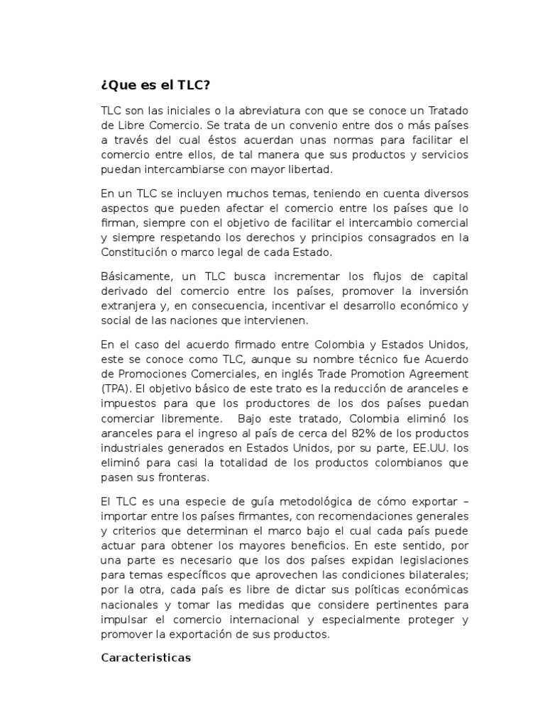 Que es el TLC | Tratado de Libre Comercio Norteamericano | Competitividad