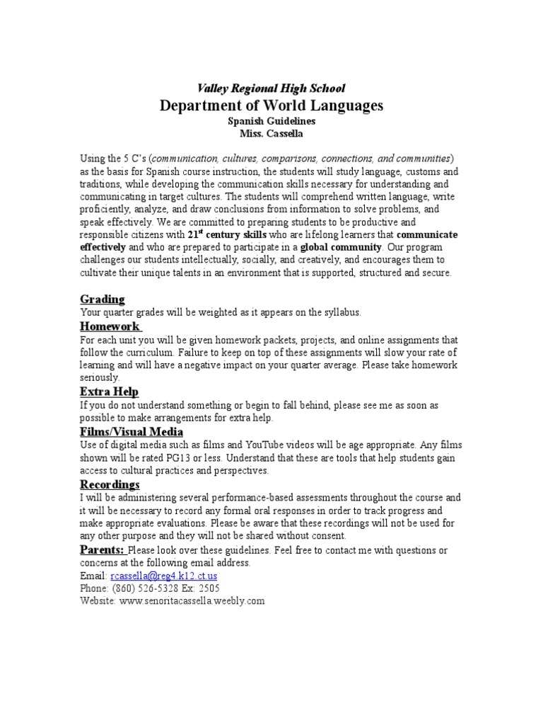 Spanish Course Guidelines for Students | PDF | Homework | Educational ...