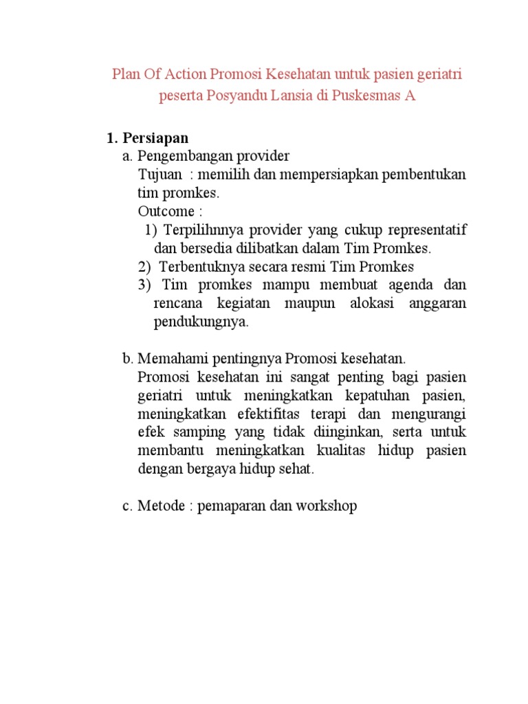 Rencana Promosi Kesehatan Geriatri | PDF