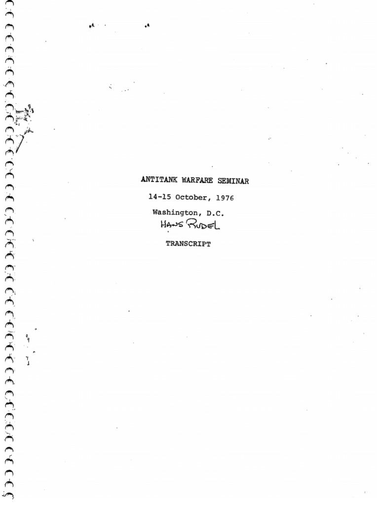 Col. Rudel 1 - Interview at Anti-Tank Seminar Oct 1976 | PDF | Battle ...