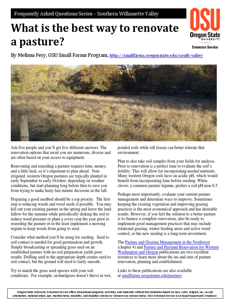 Pasture Renovation Guide for Farmers | PDF | Landscape | Natural ...