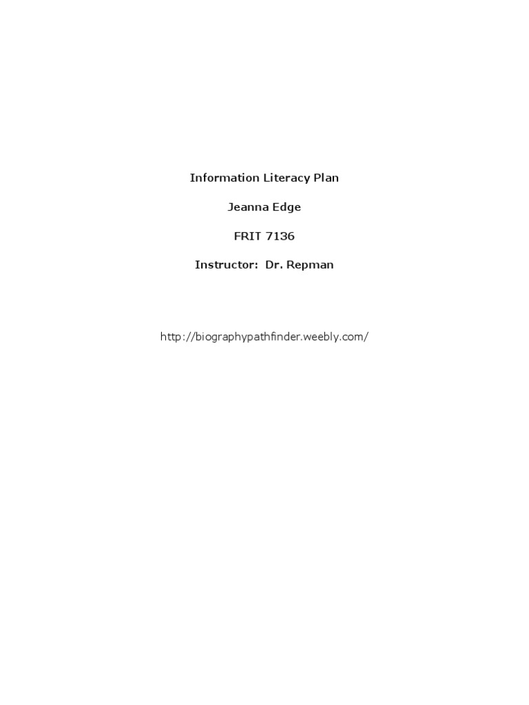 Information Literacy Plan | PDF | Information | Information Literacy