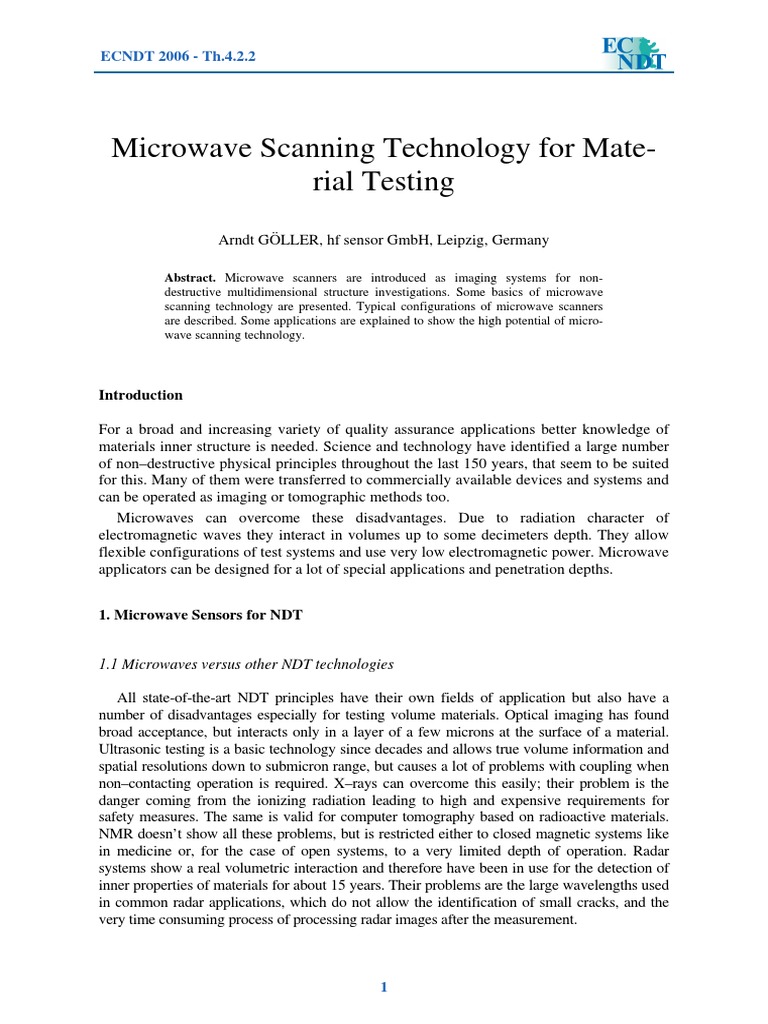 Microwave Imaging Technology: An Overview of Microwave Scanning ...