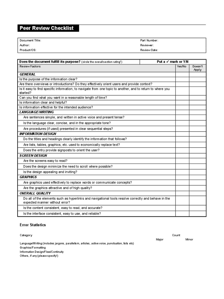 Peer Review Checklist Template Pdf Graphics Search Engine Indexing