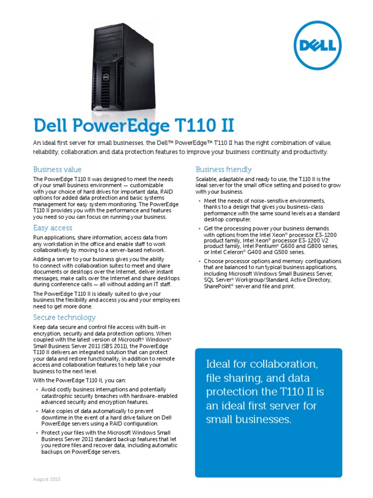 PowerEdge T110 II Technical Guide | PDF | Hyper V | Intel