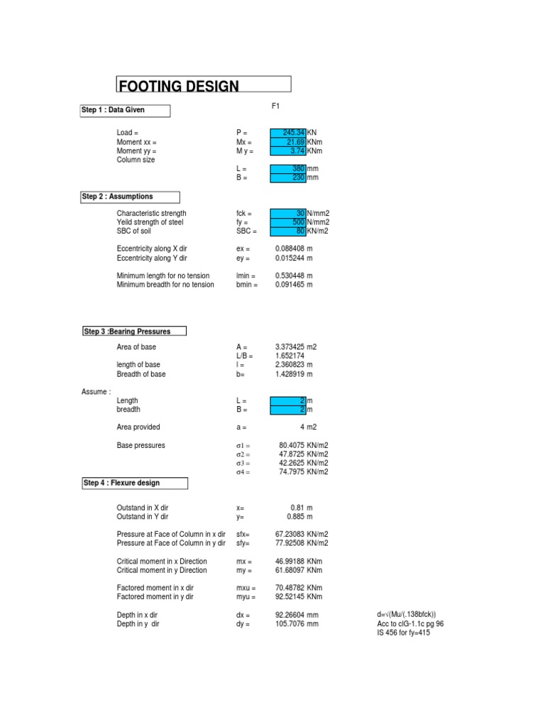 Footing Design: Step 1: Data Given | PDF | Applied And ...