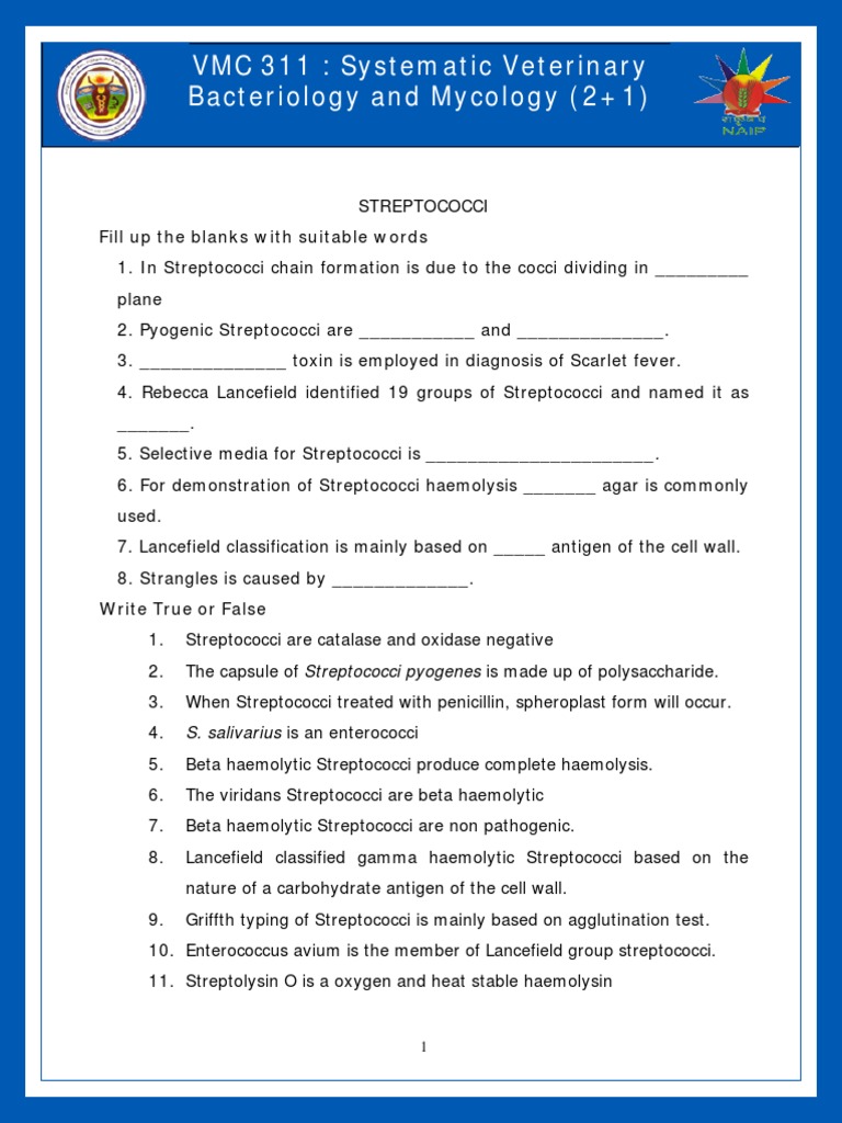 VMC-Question Bank | PDF | Streptococcus | Staphylococcus
