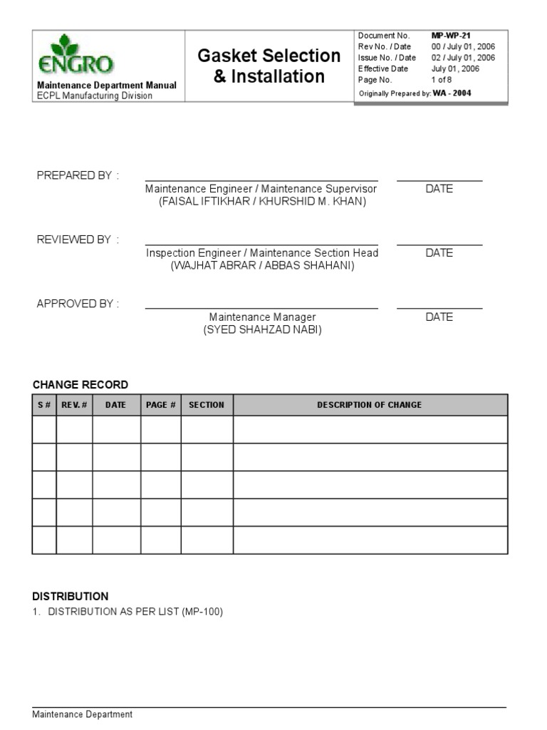 Gasket Selection and Installation Guide | PDF | Screw | Mechanical ...