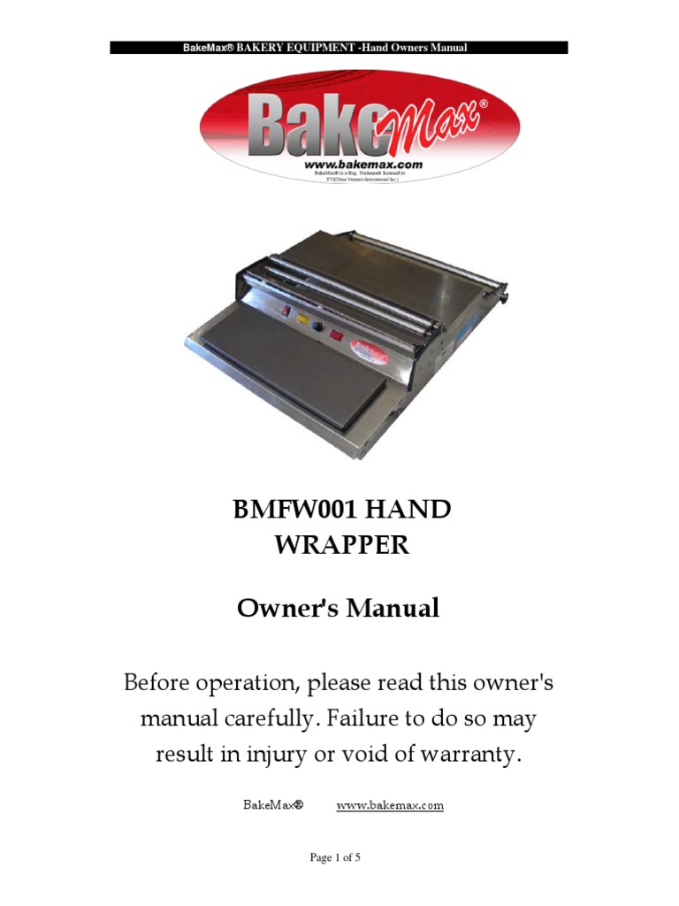 Bmfw001 Hand Wrapper Owner's Manual | PDF | Power Supply | Switch