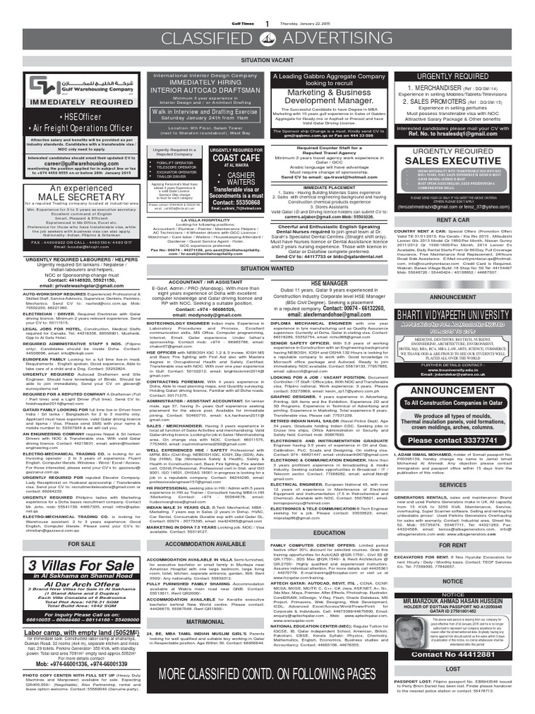 Job and Service Opportunities in Qatar | PDF | Bathroom | Qatar