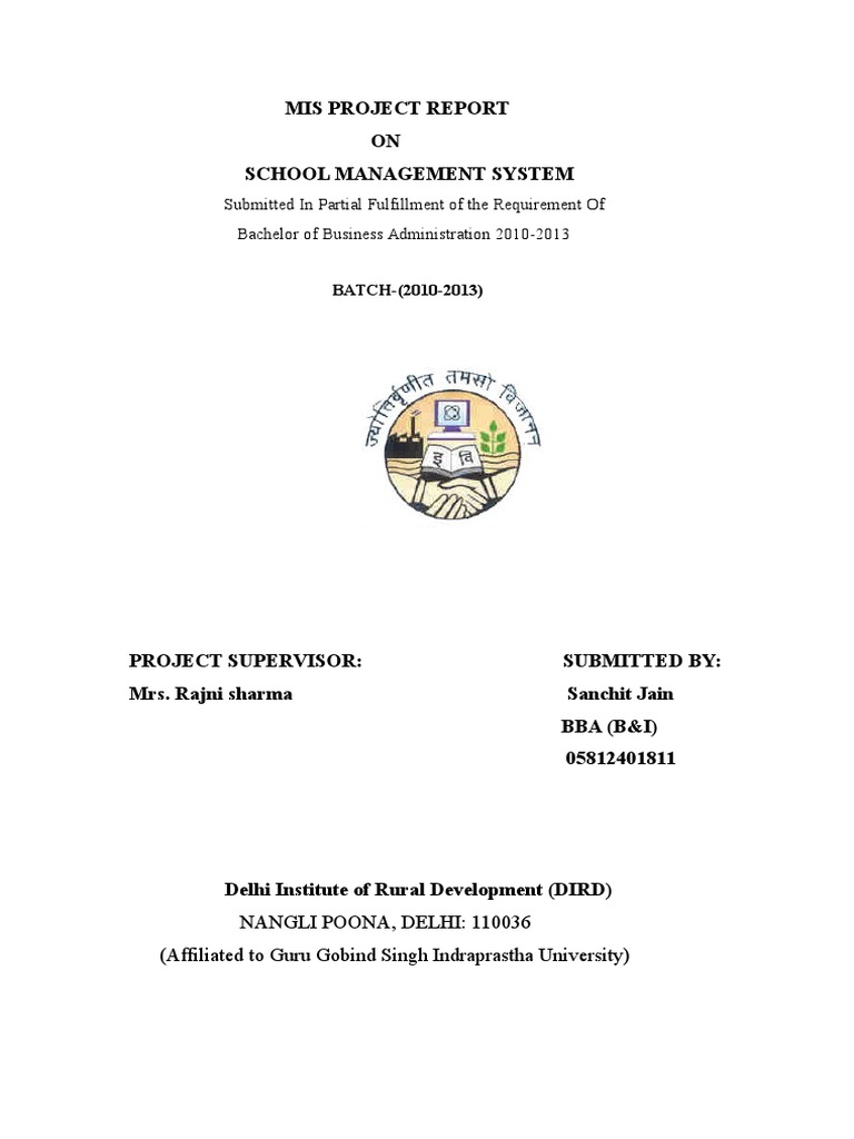 Project Report School Management System | PDF | Software Testing | Unit ...