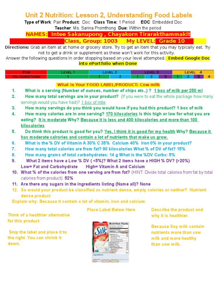 Understanding Food Labels in Nutrition | PDF