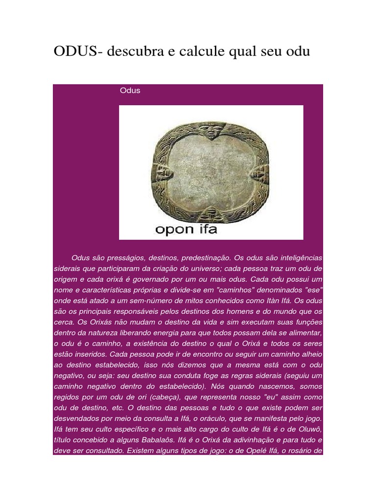 Odus | PDF | Religião e crença | Natureza