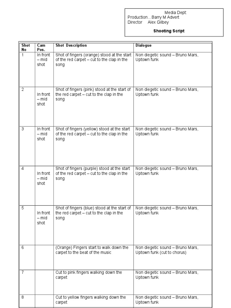 Shooting Script | PDF | Language Arts & Discipline | Foreign Language ...