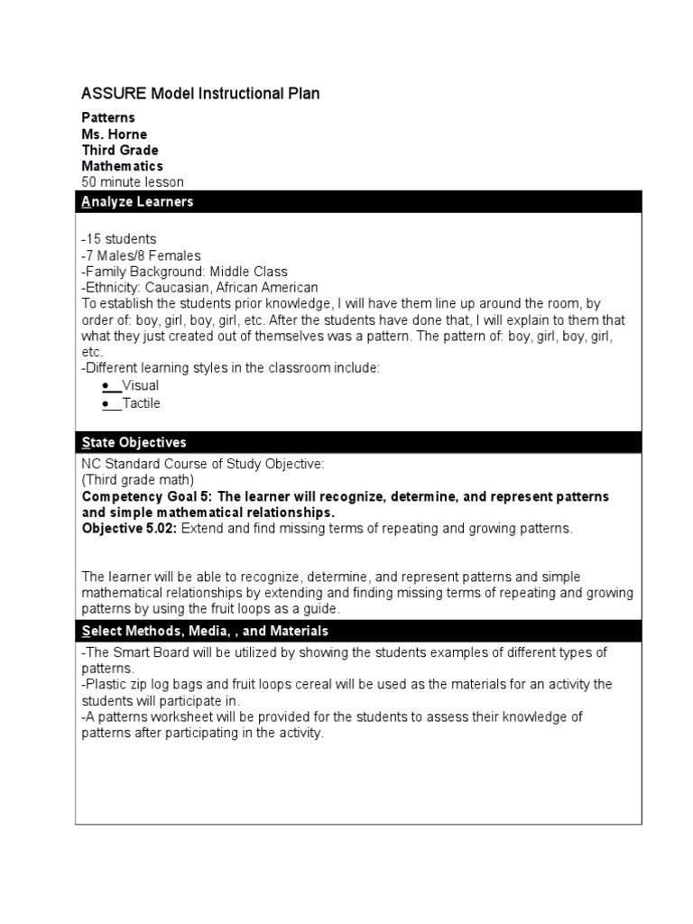 Assure Lesson Plan | PDF | Teaching | Learning