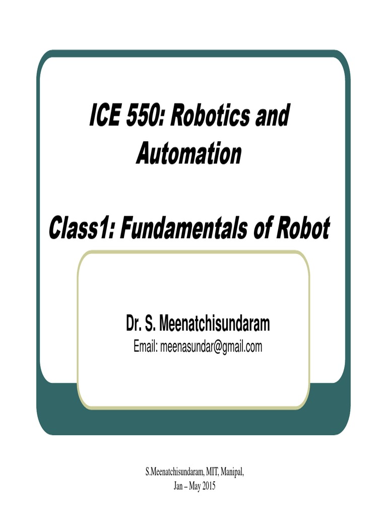 Robotics And Automation Pdf Robot Robotics