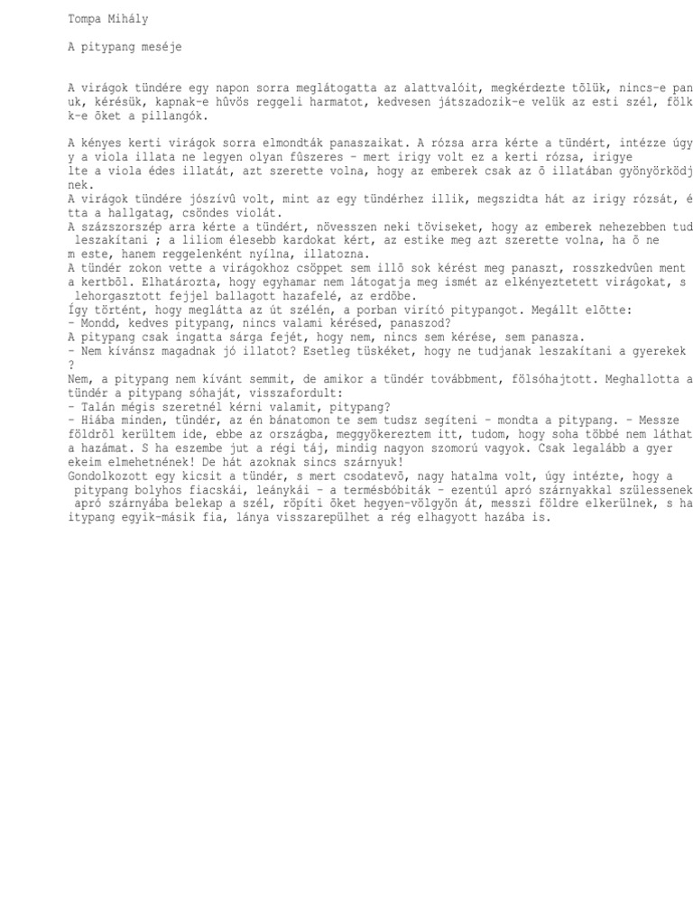 Tompa Mihaly - A Pitypang Meséje | PDF