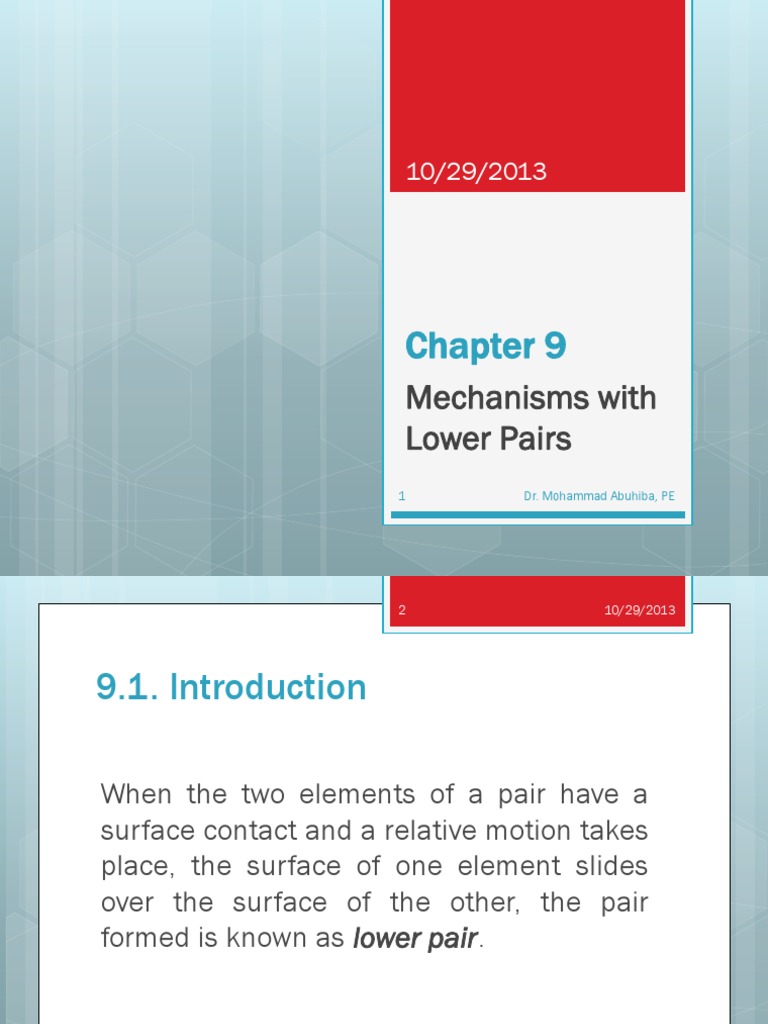 Lower Pairs and Mechanisms Explained | PDF | Steering | Torque