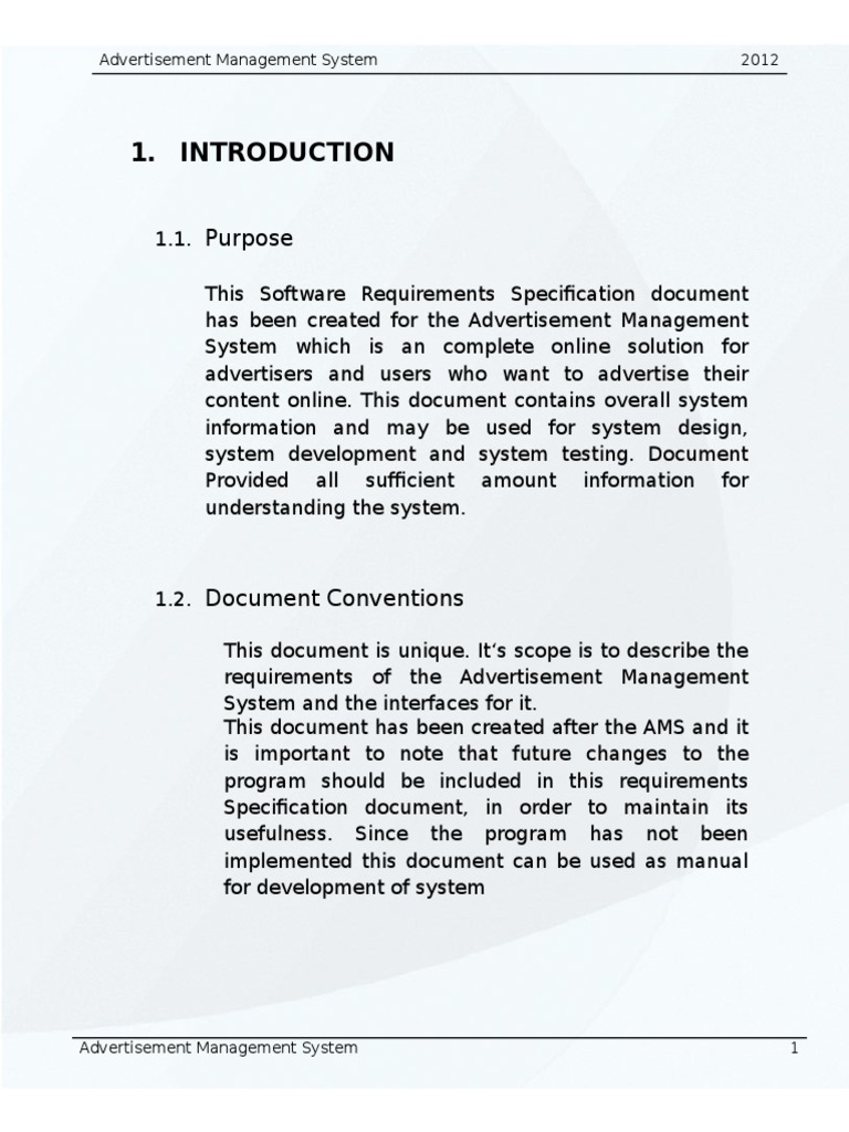 Advertisement Management System SRS | PDF | Web Browser | Websites