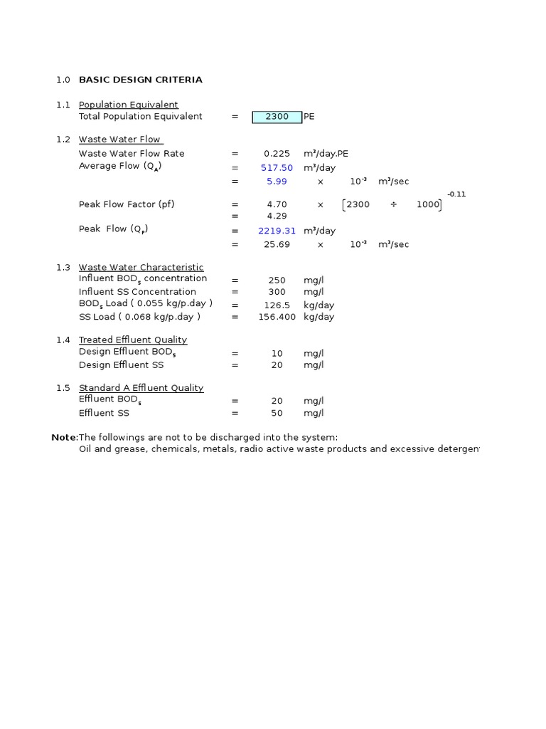 STP Calculation NS - 2200 | PDF | Pressure | Sewage Treatment