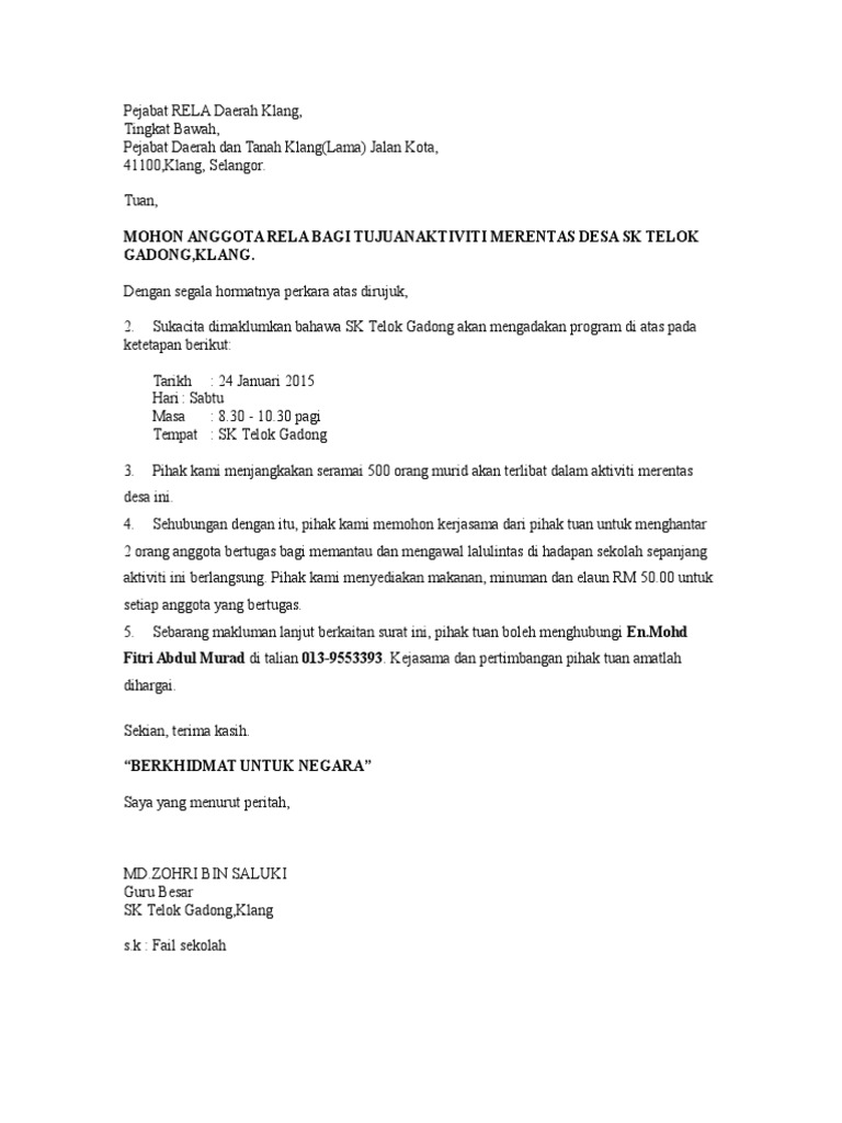 Surat RELA Daerah Klang | PDF