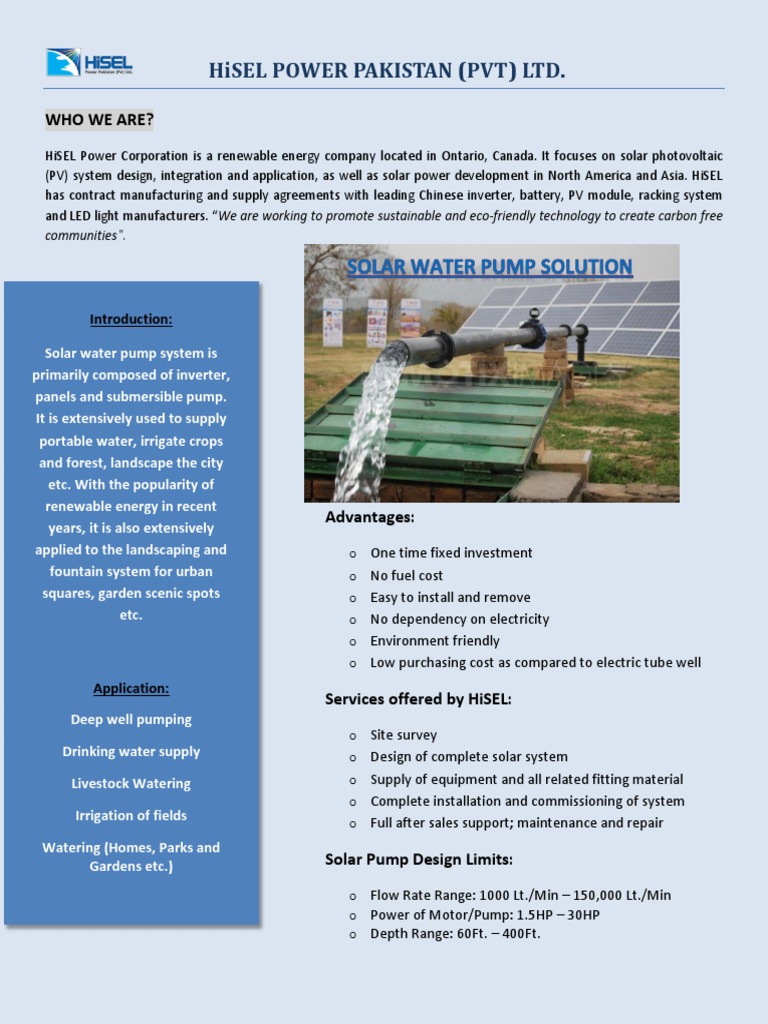 HiSEL Power Pakistan: Solar Solutions | PDF