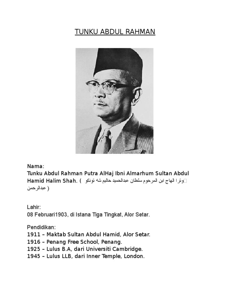 Tunku Abdul Rahman | PDF | Sejarah | Agama & Spiritualitas