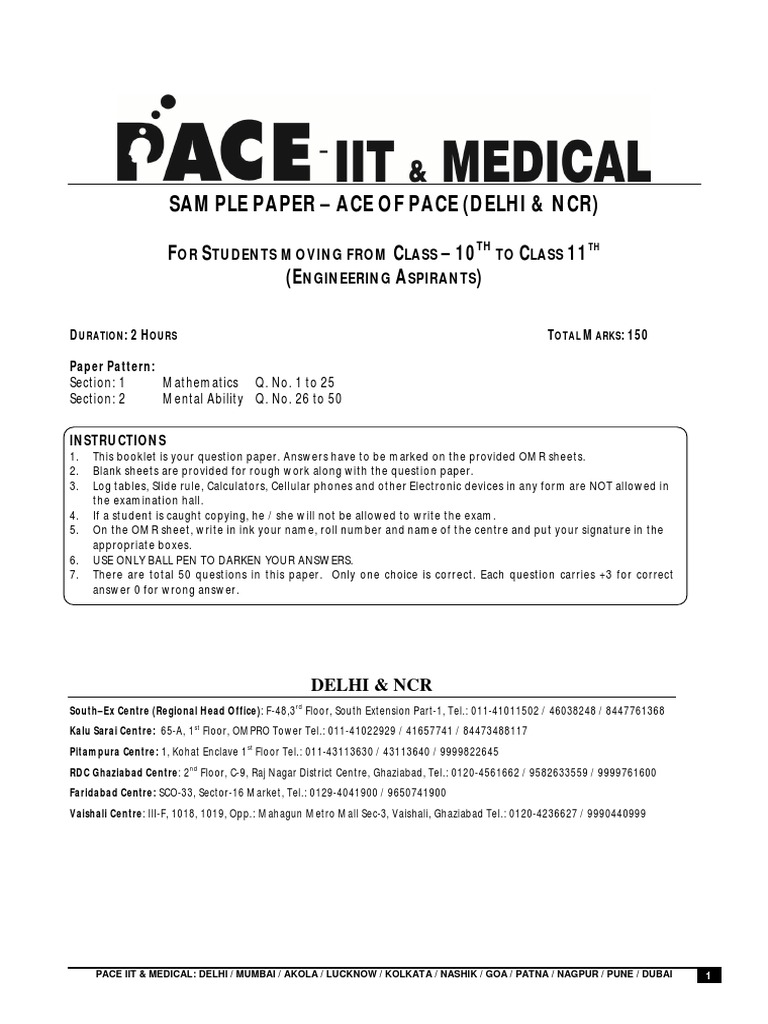 IItians Pace Paper | PDF | Mathematical Concepts | Algebra