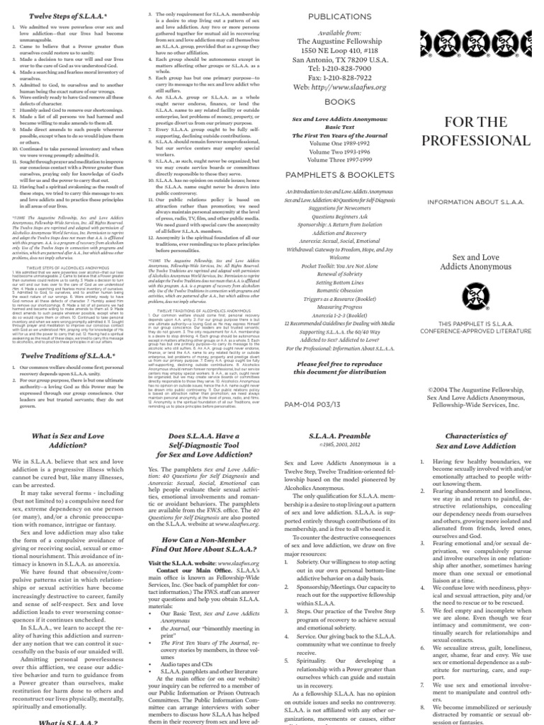 Professional SLAA | PDF | Alcoholics Anonymous | Twelve Step Program