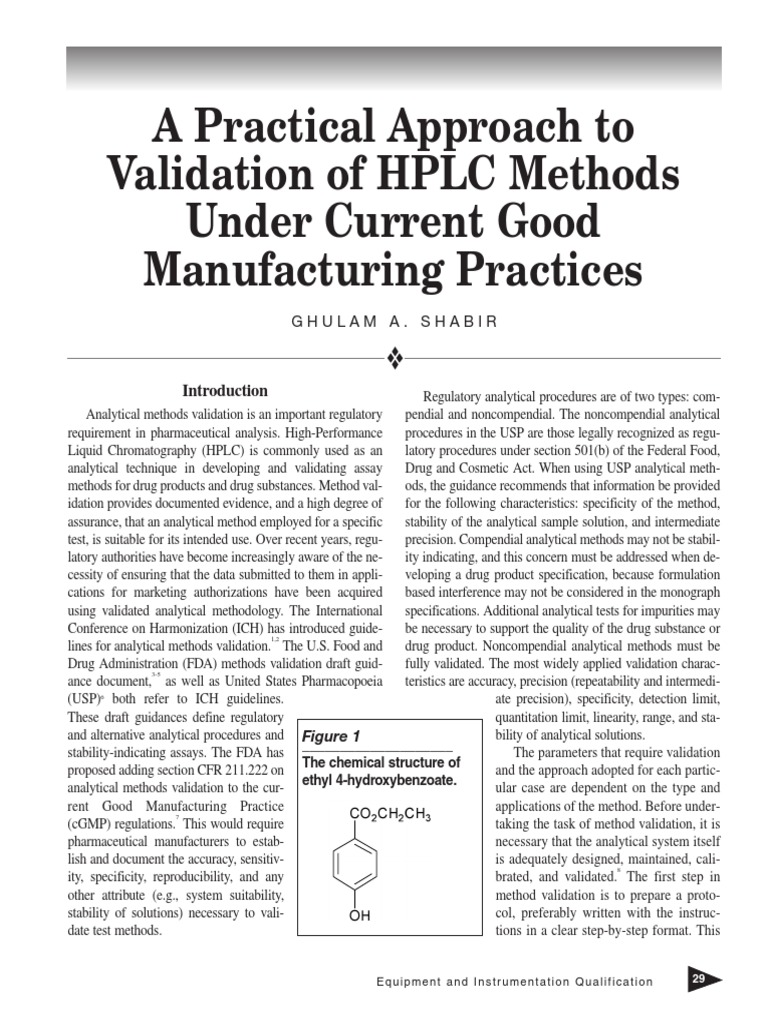 A Practical Approach To Validation of HPLC Methods Under Current Good ...